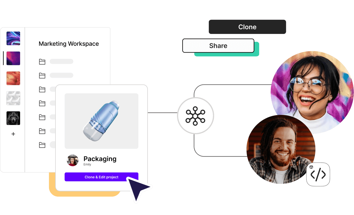 3D file sharing and embedding